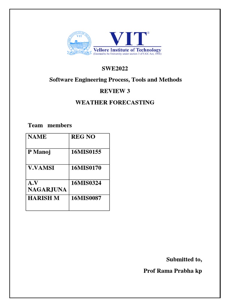SWE2022 Software Engineering Process, Tools and Methods Review 3 Weather Forecasting | Download ...