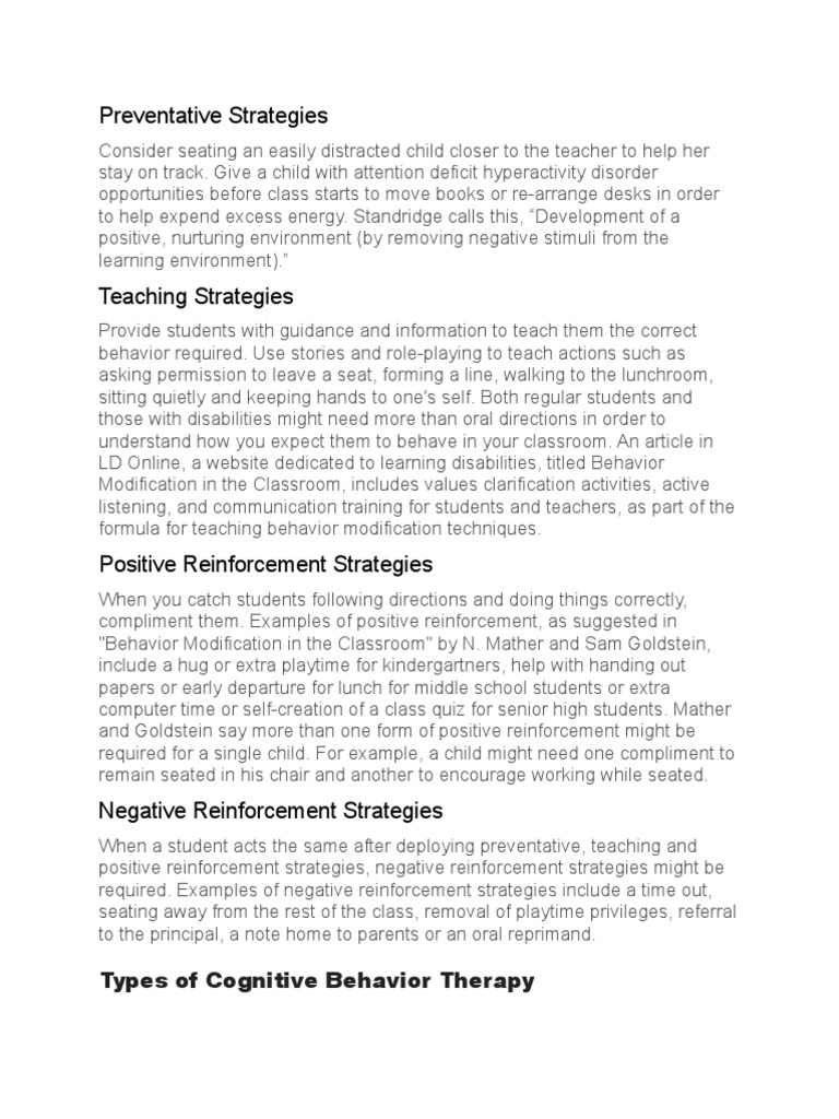 Preventative Strategies | PDF | Cognitive Behavioral Therapy ...