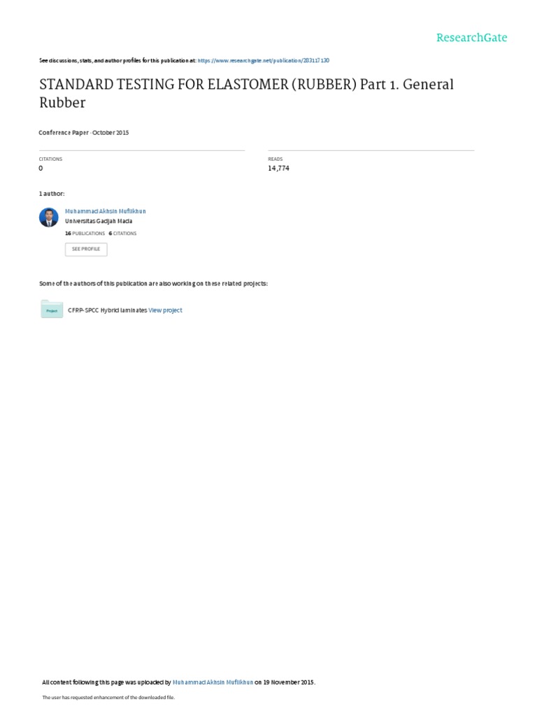 Part 1 Standard Testing of Elastomer Rubber | PDF | Elastomer ...