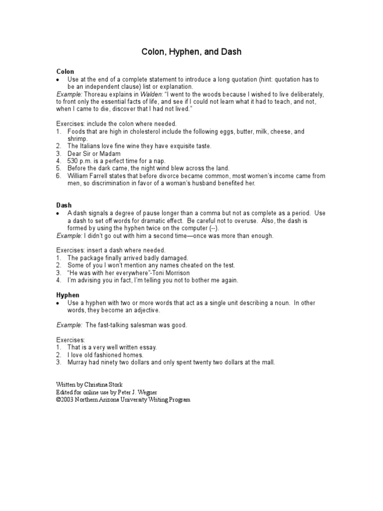 Colon Hyphen Dash | PDF