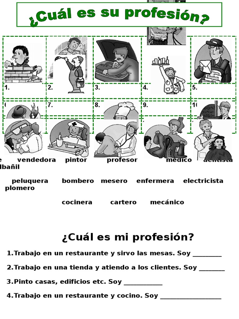 Cual Es Su Profesion Hoja de Trabajo 5787 | PDF