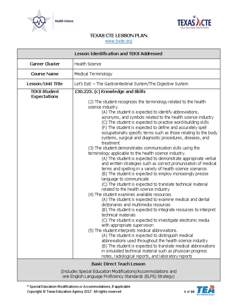 Lesson Plan The Digestive System | PDF | Human Tooth | Digestion