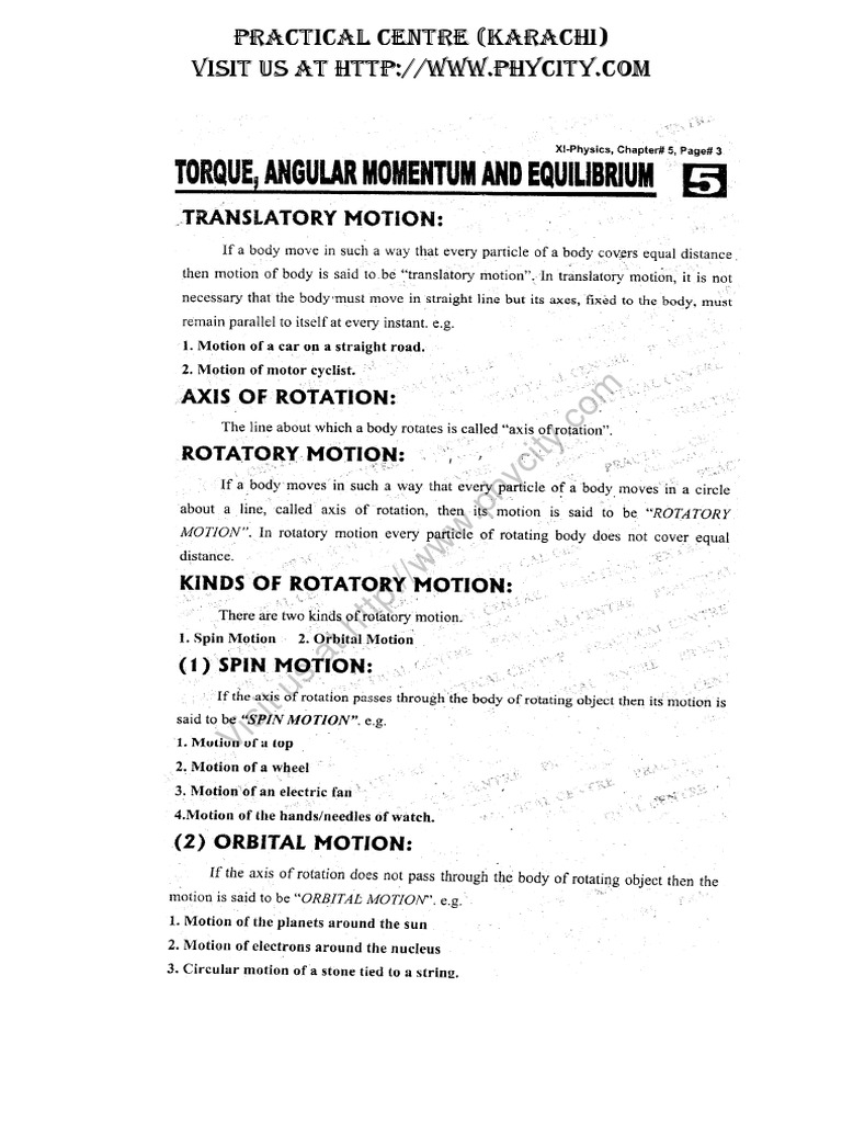 Chapter 5 - Torque Angular Momentum and Equilibrium PDF | PDF ...