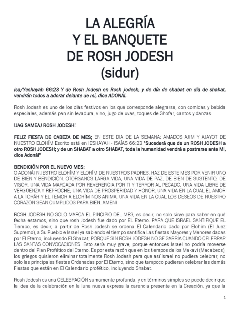 Celebración y Significado de Rosh Jodesh | PDF | Shabat | Salmos
