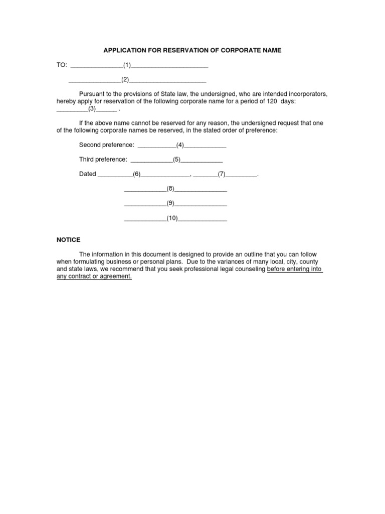 LLC Name Reservation Application | PDF | Finance & Money Management
