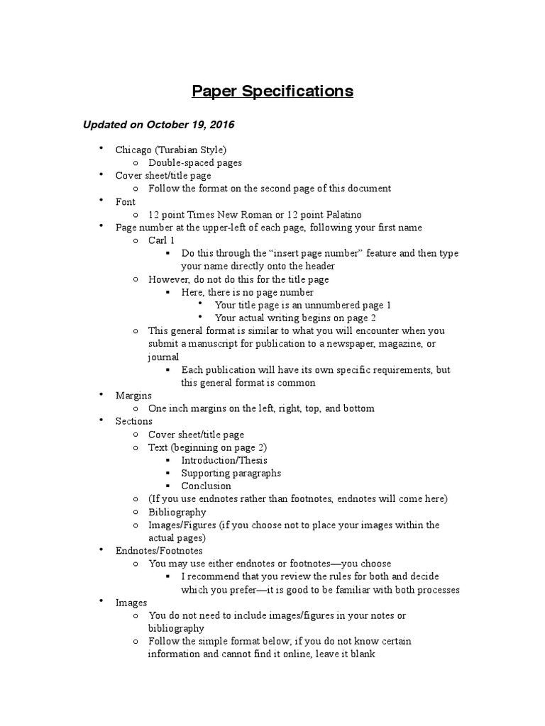Paper Specifications - Chicago Journal of Style | PDF | Note ...