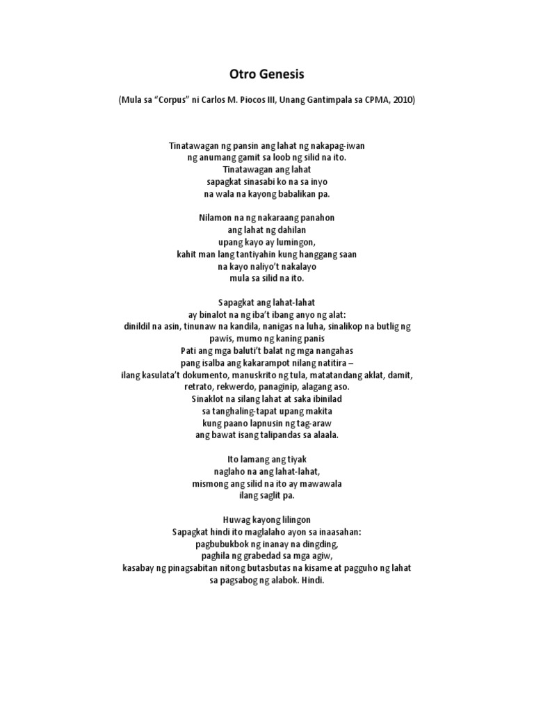 Pagsusuri NG Tula | PDF