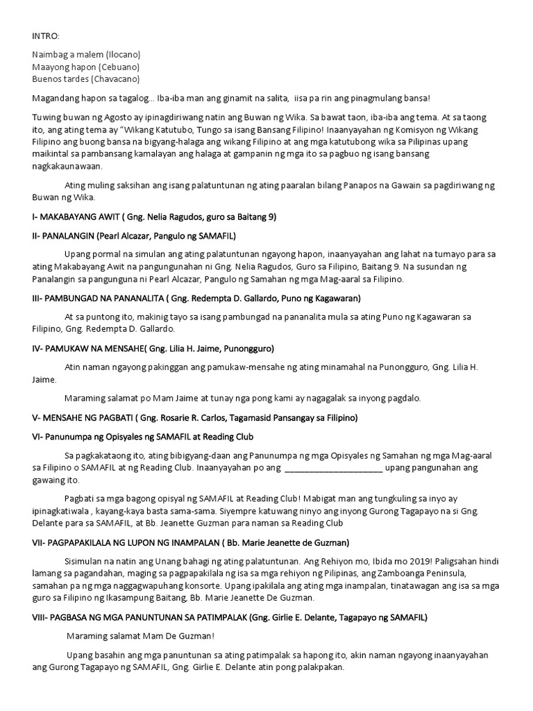 Script - Buwan NG Wika | PDF