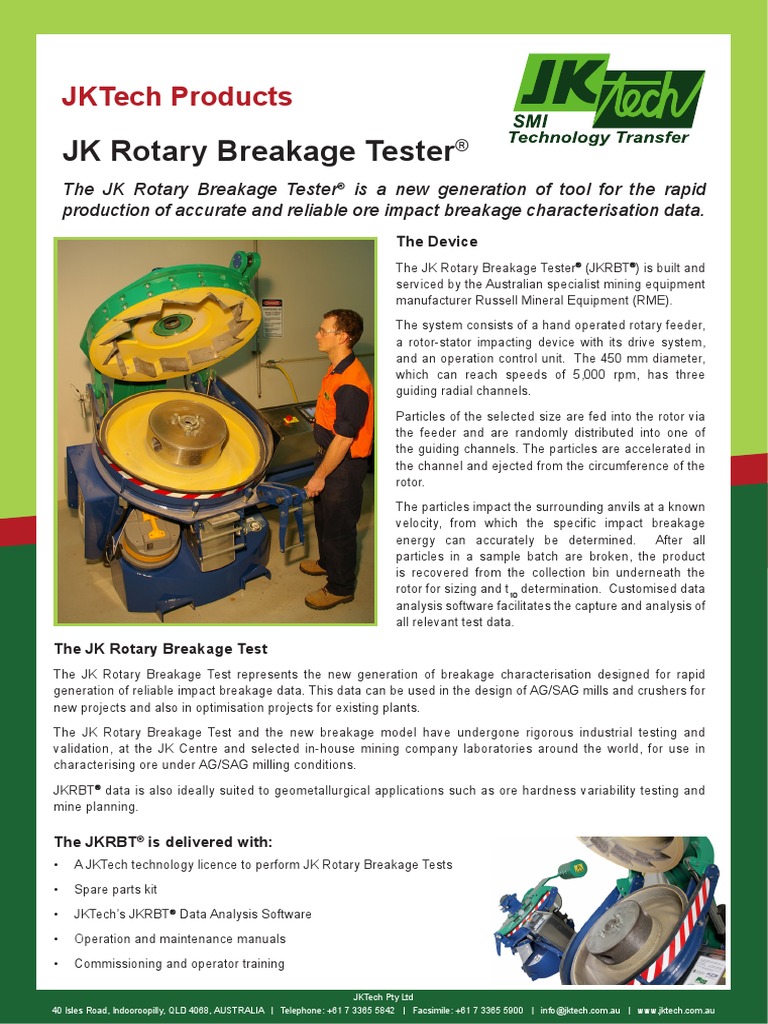 JK Rotatory Breakage Tester | PDF | Mill (Grinding) | Nature