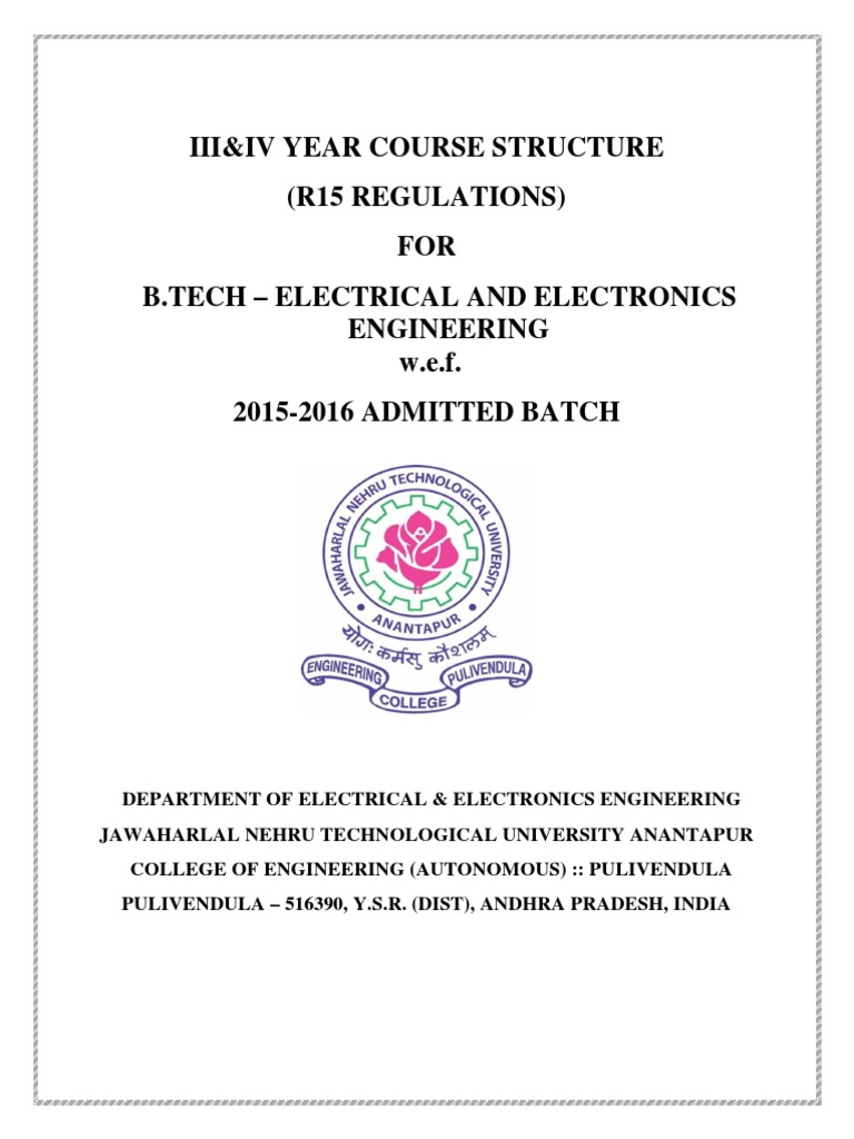 Iii&Iv Year Course Structure (R15 Regulations) FOR B.Tech - Electrical ...