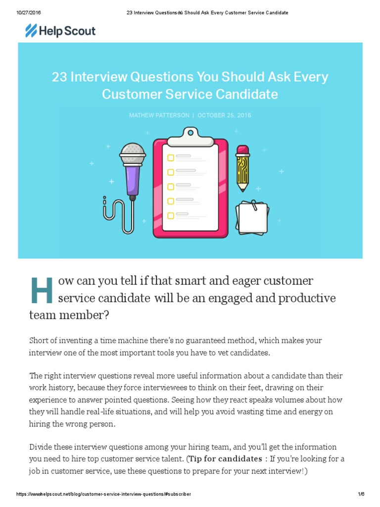 23 Interview Questions You Should Ask Every Customer Service Candidate ...