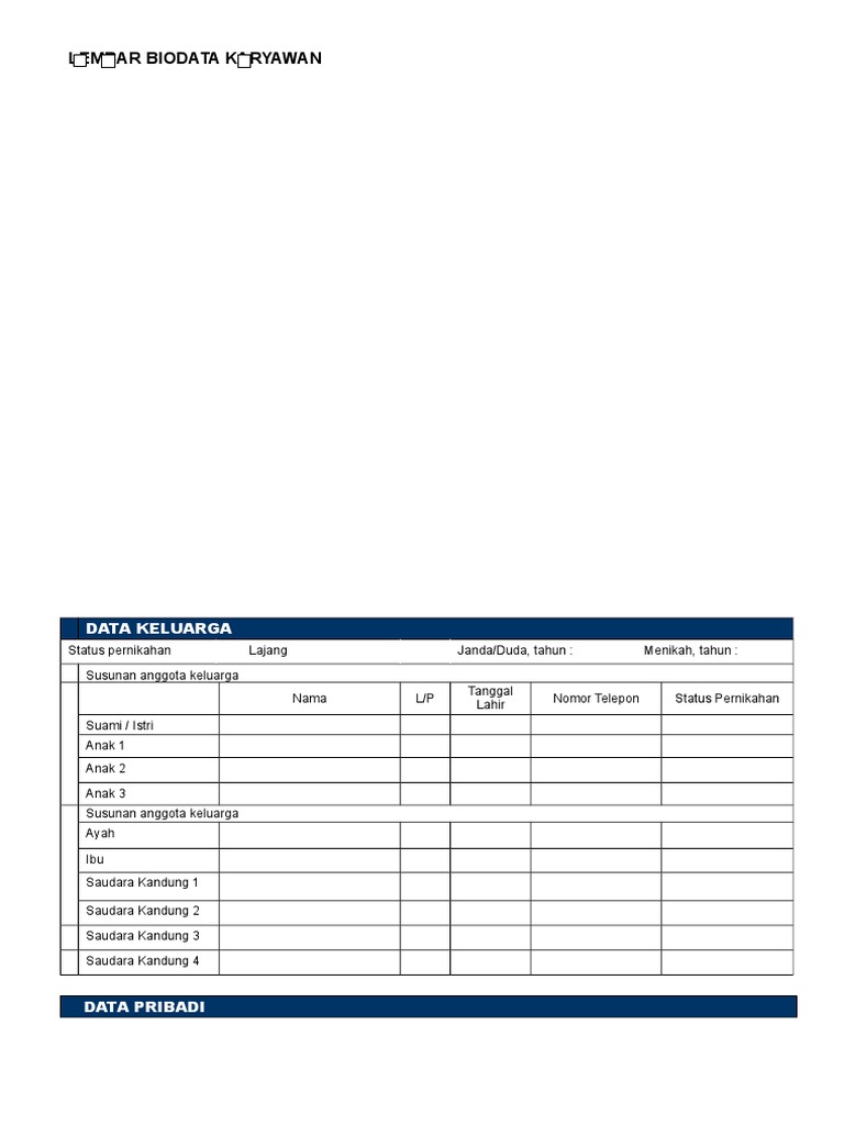 Formulir Biodata Karyawan | PDF