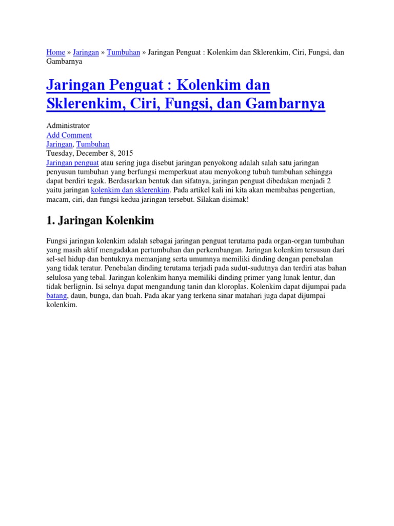 Kolenkim Sklerenkim | PDF | Sains & Matematika