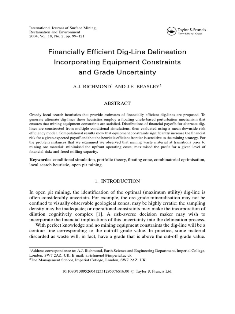 Financially Efficient Dig-Line Delineation Incorporating Equipment ...