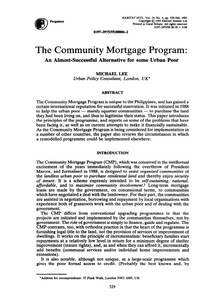 The Community Mortgage Program | PDF | Loans | Mortgage Loan