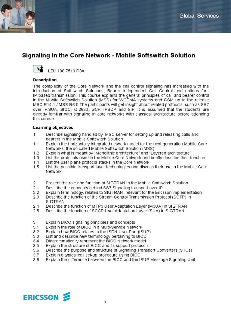 Signaling in The Core Network - Mobile Softswitch Solution: Description | PDF | Session ...
