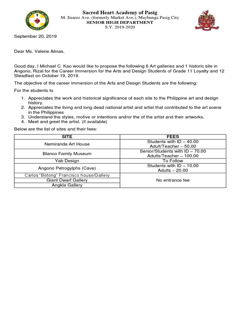 Career Immersion Proposal for Arts Students | PDF
