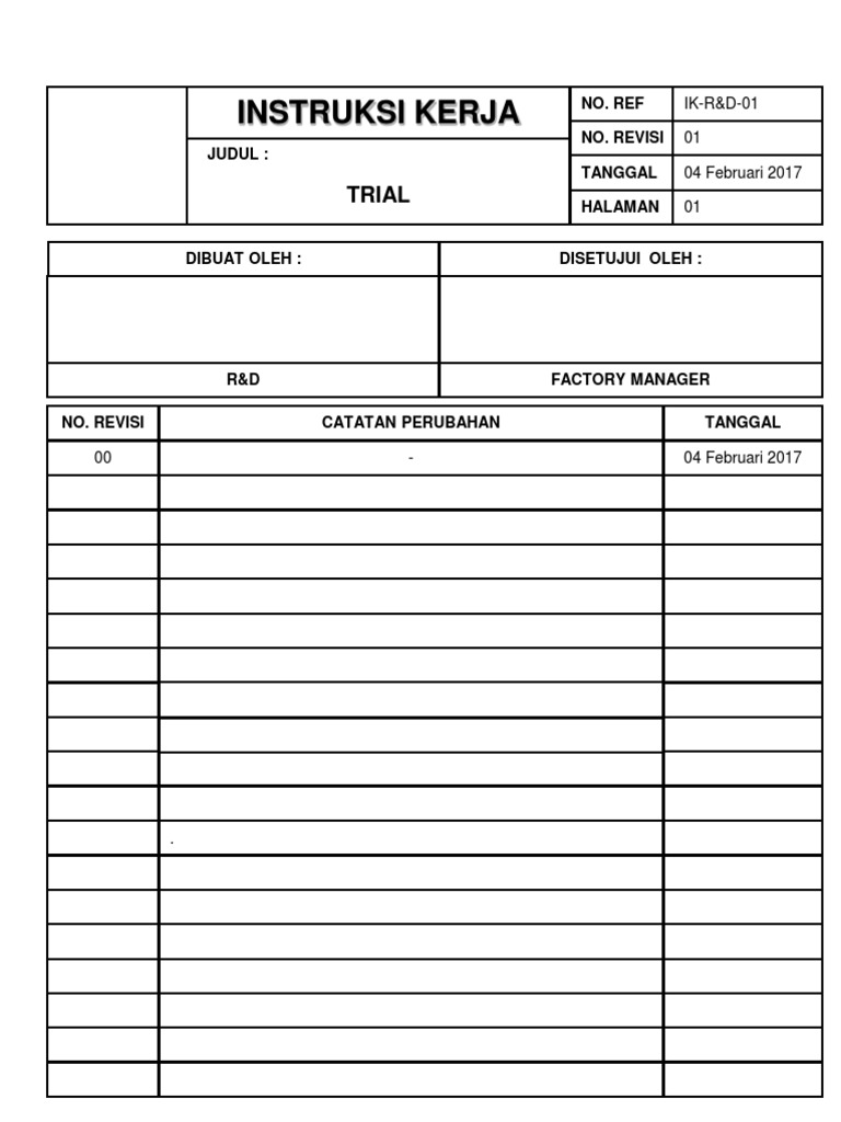 Contoh Instruksi Kerja | PDF