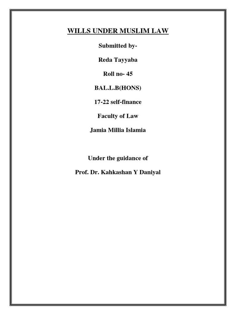 3 Wills Under Muslim Law | Download Free PDF | Will And Testament ...