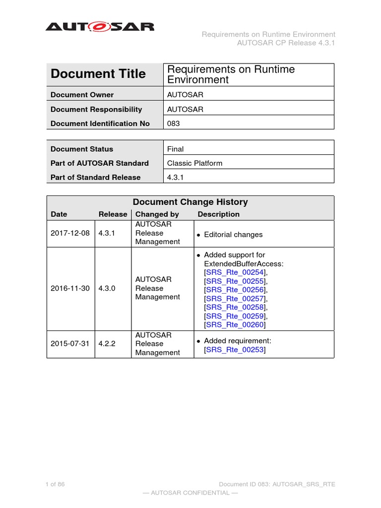 Autosar Srs Rte | PDF | Application Programming Interface | Runtime System