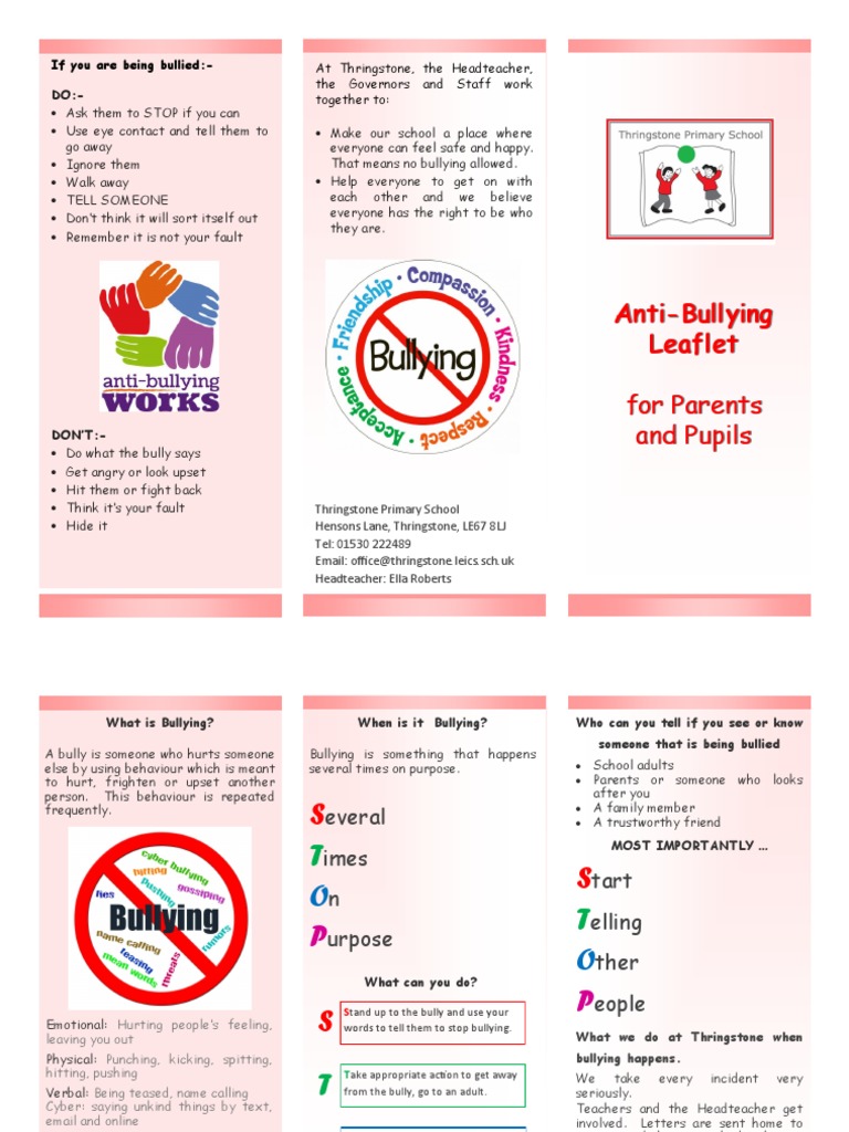 Anti - Bullying Leaflet | PDF | Bullying | Interpersonal Relationships