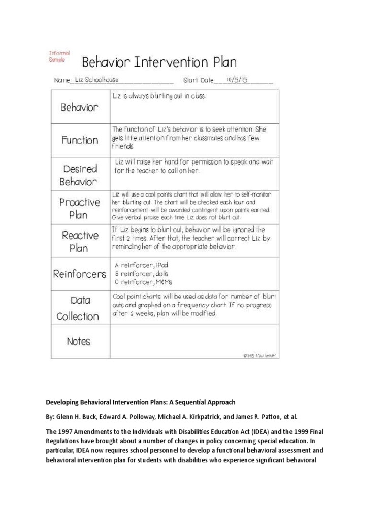 Developing Behavioral Intervention Plans: A Sequential Approach | PDF ...