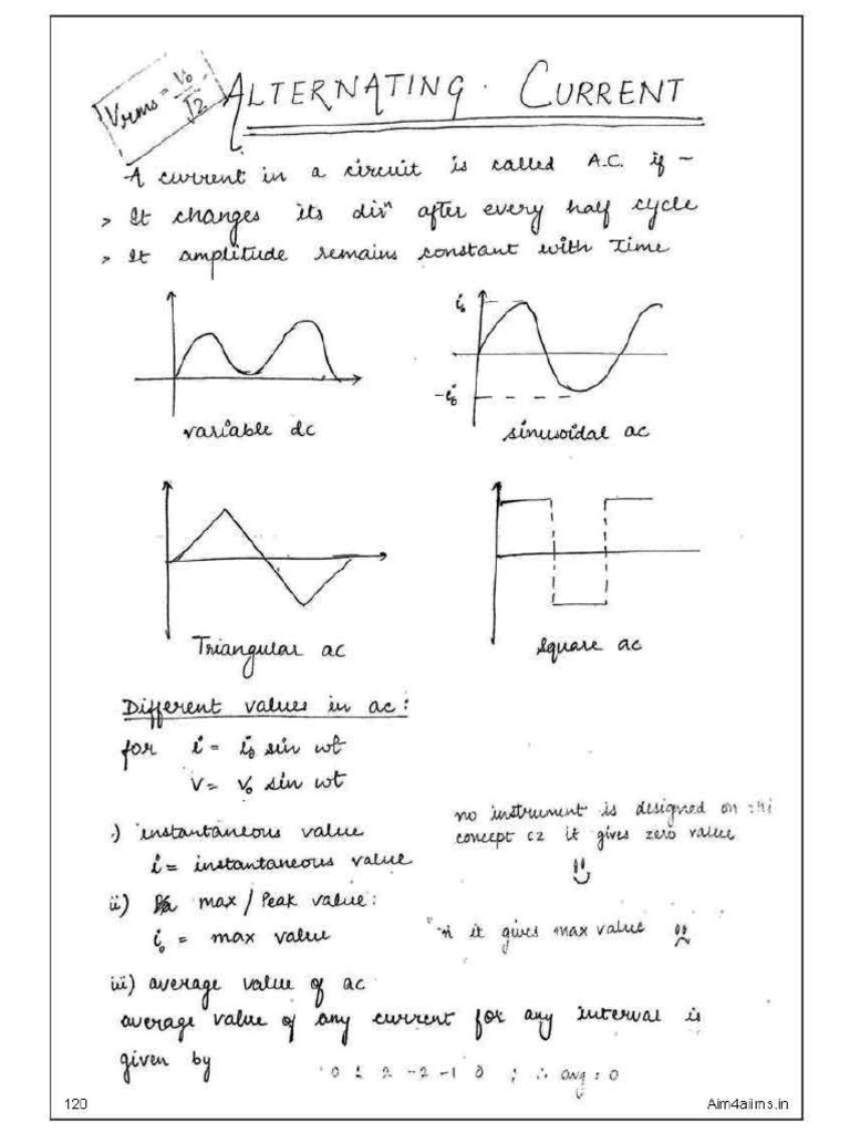 Alternating Current Short Notes PDF | PDF