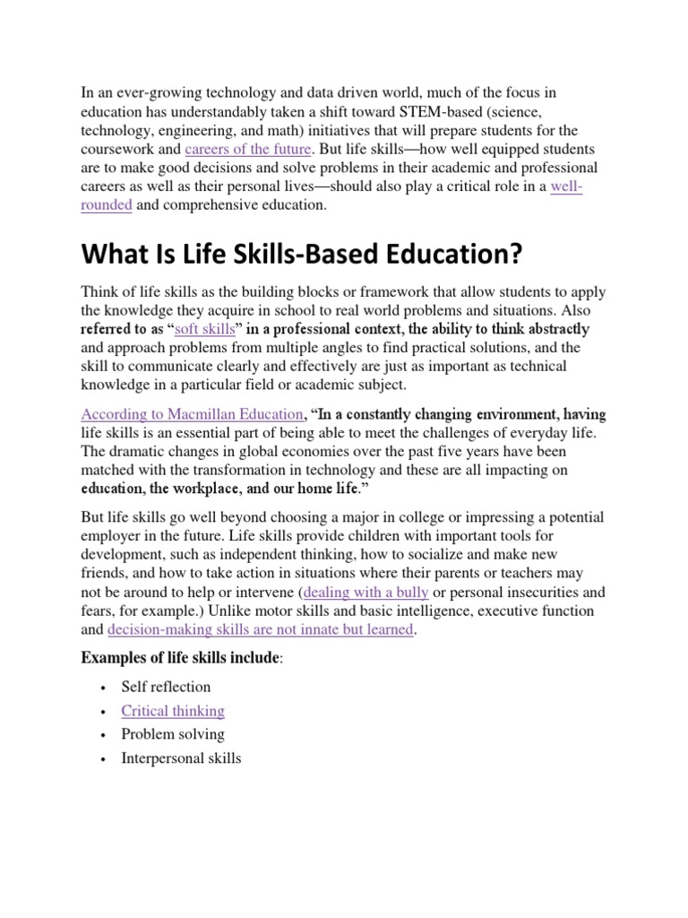 What Is Life Skills-Based Education?: Careers of The Future Well ...