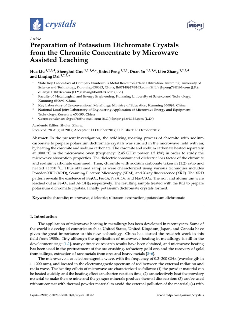 Crystals: Preparation of Potassium Dichromate Crystals From The ...