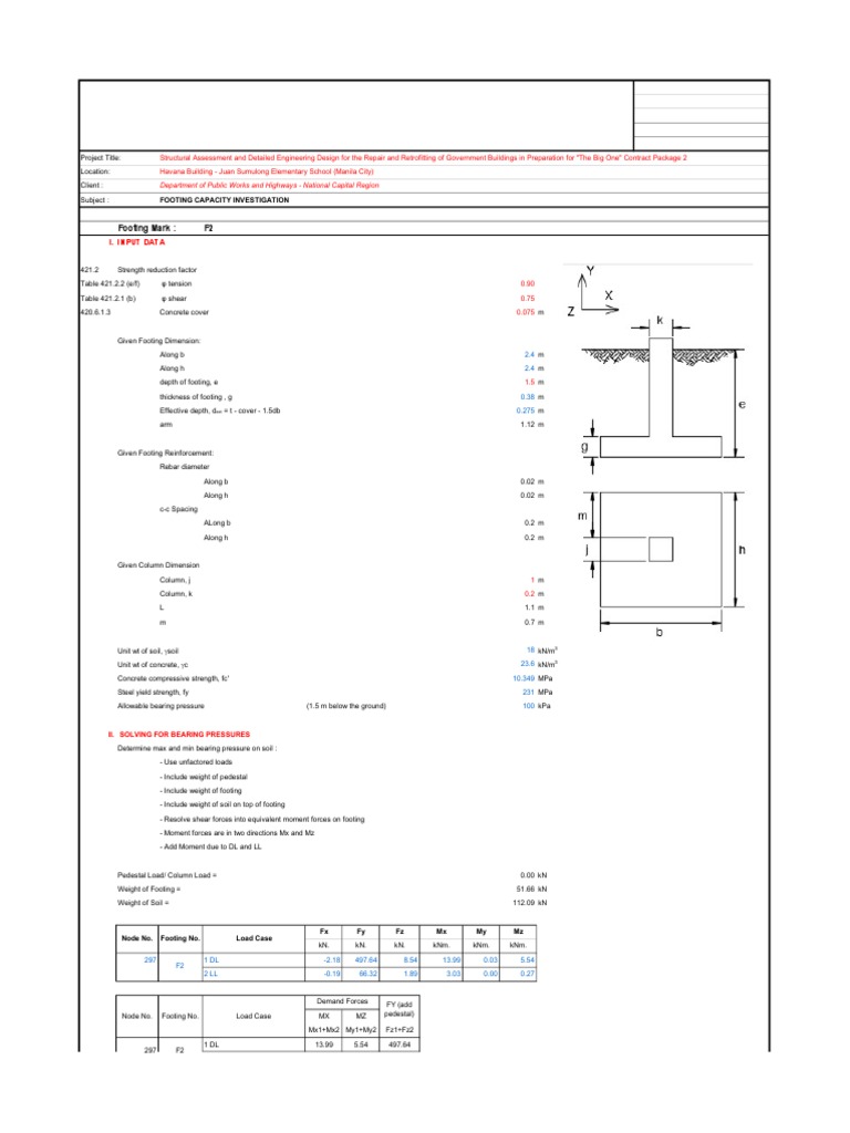 Footing Mark: F2: I. Input Data | PDF | Civil Engineering | Building ...