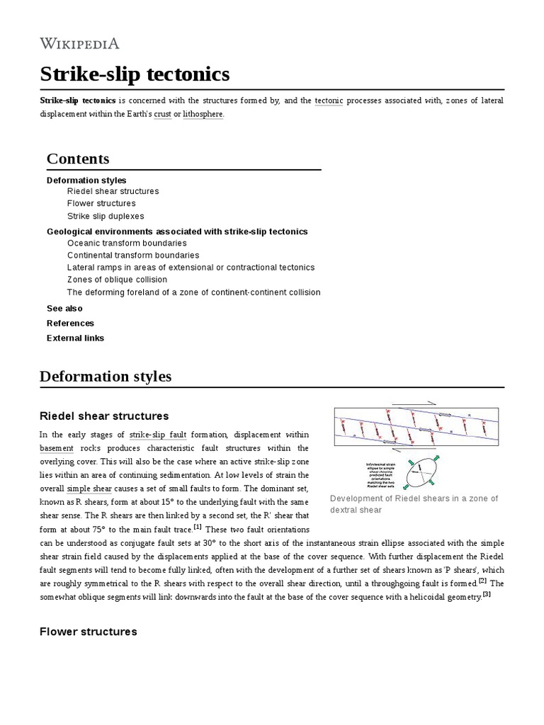 Strike Slip Tectonics | PDF | Fault (Geology) | Structural Geology