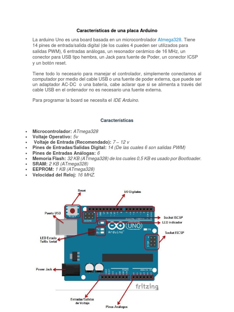 Características de Una Placa Arduino | PDF | Electrónica | Bienes manufacturados
