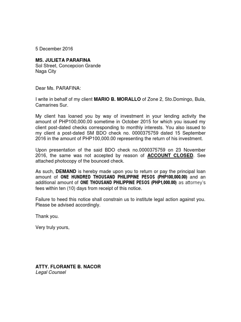 Deman Letter Sample | PDF