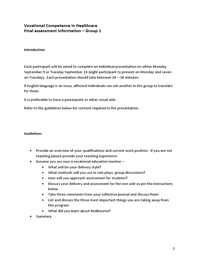 Guidelines For FINAL Assessment | PDF