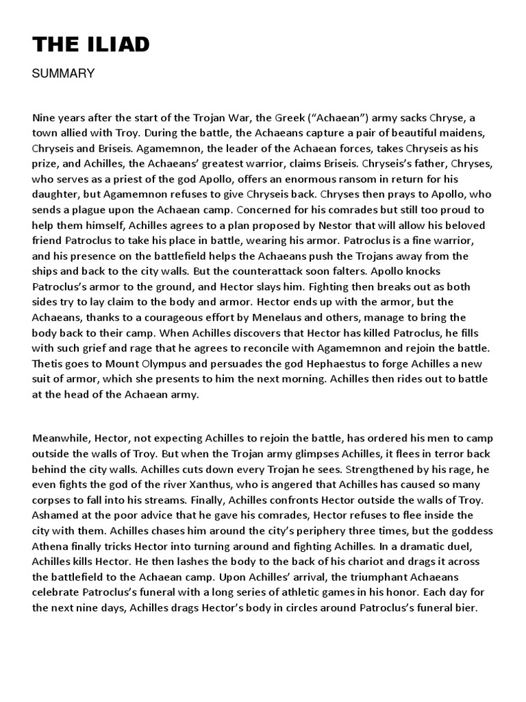 Iliad Summary (ARAL. PAN.) | Download Free PDF | Black Sea | Achilles