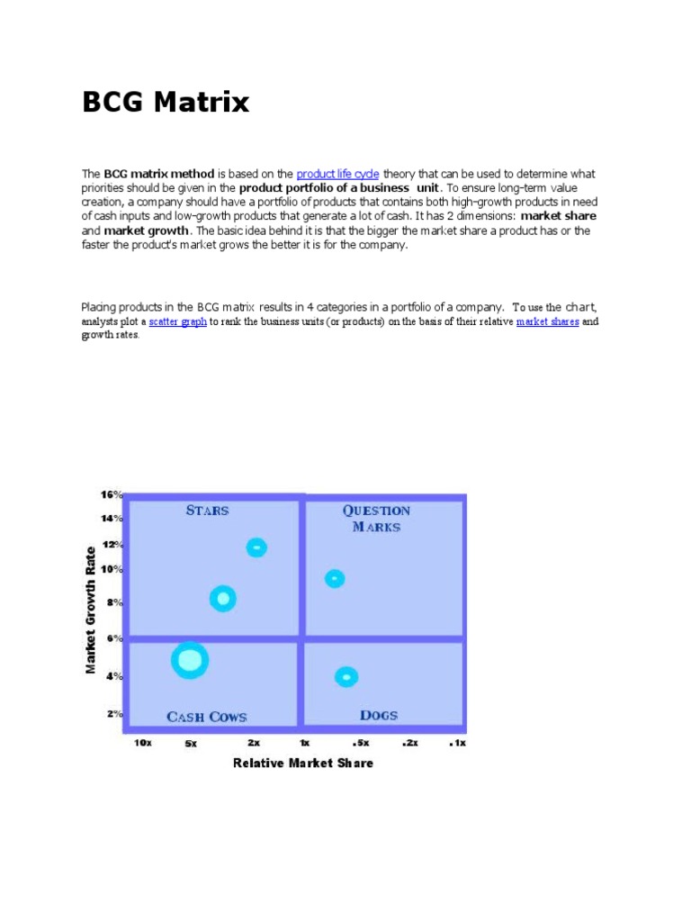 BCG Matrix: Product Life Cycle | Download Free PDF | Business | Market ...