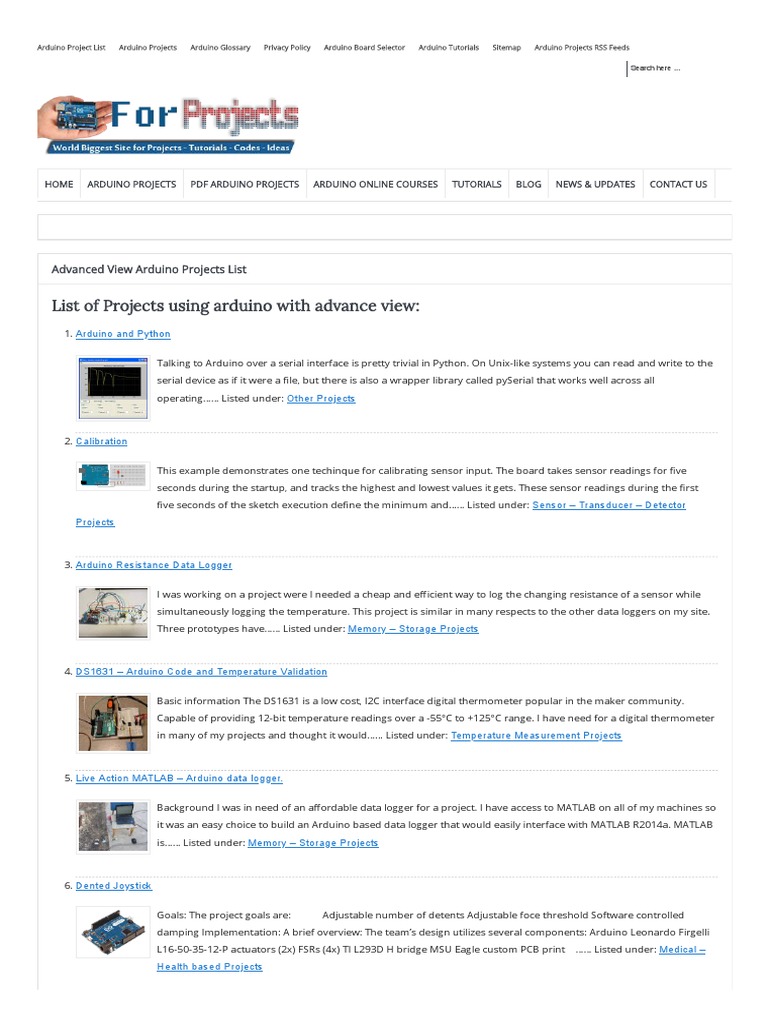 Advanced View Arduino Projects List Part 2 - Use Arduino For Projects | PDF | Arduino | Sensor