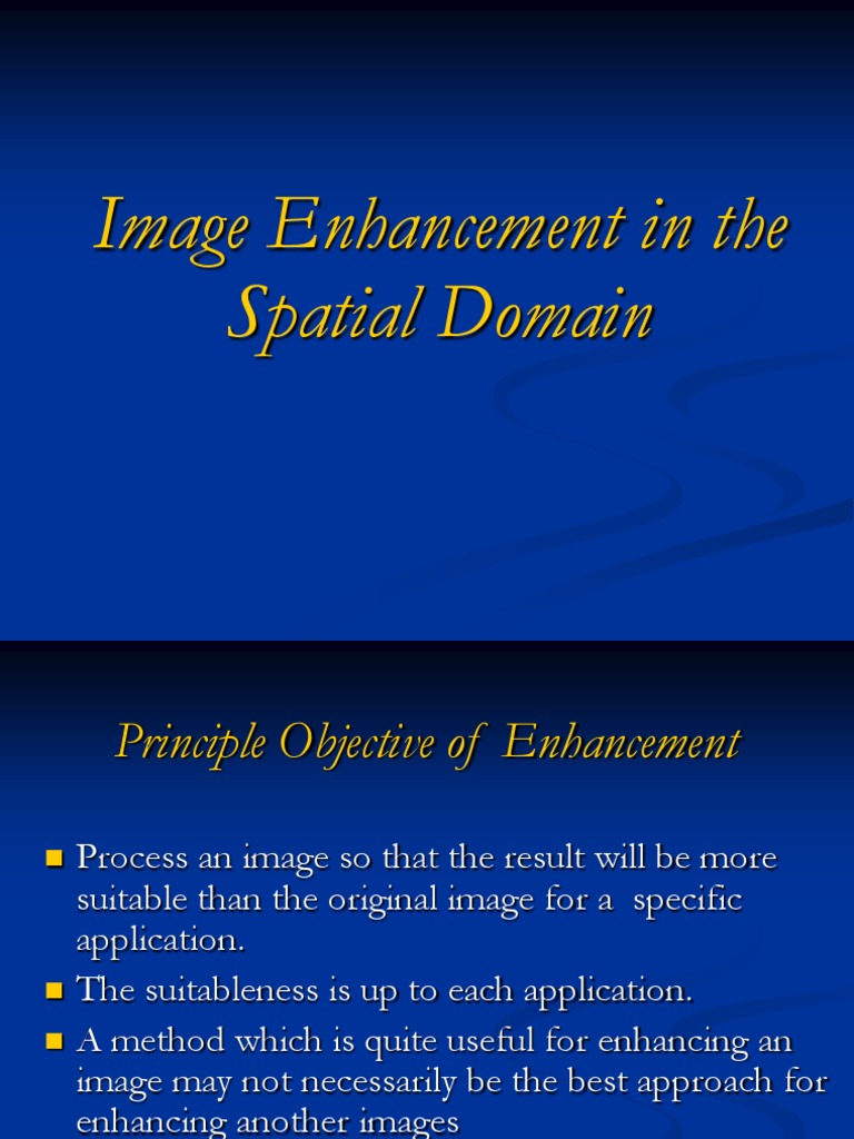 Image Enhancement Spatial Domain PDF | PDF | Probability Density ...