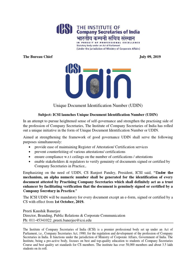 Unique Document Identification Number (UDIN) | PDF