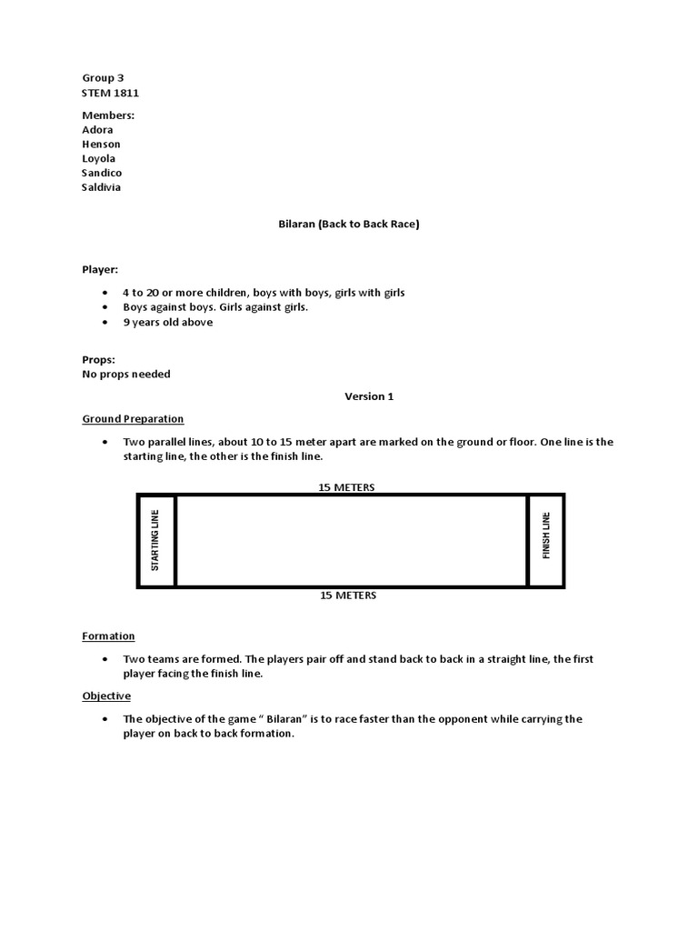 Bilaran (Back To Back Race) | PDF