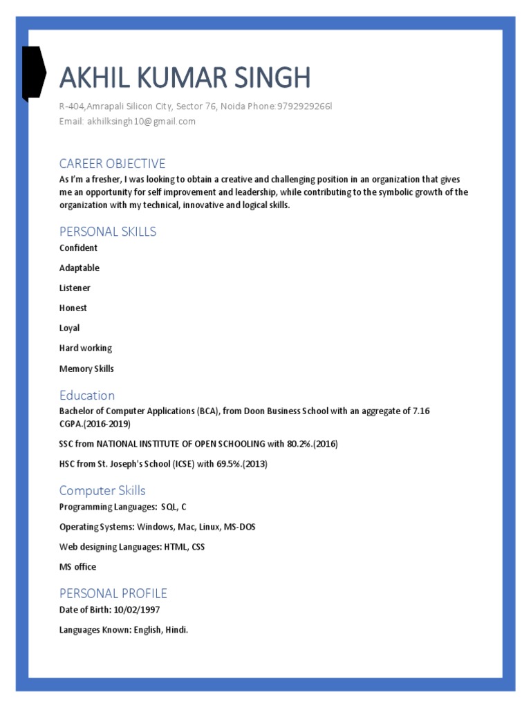 CV Akhil K Singh | PDF