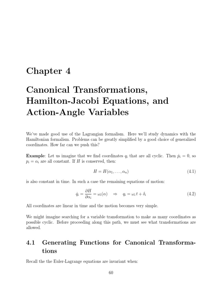 Canonical Transformation | PDF | Hamiltonian Mechanics | Quantization ...