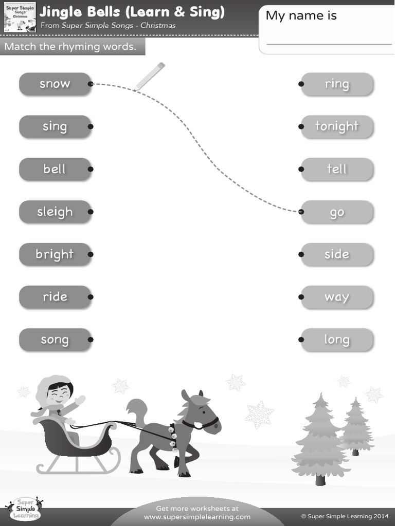 Jingle-Bells-Worksheet-Match - Ya Starije BW PDF | PDF