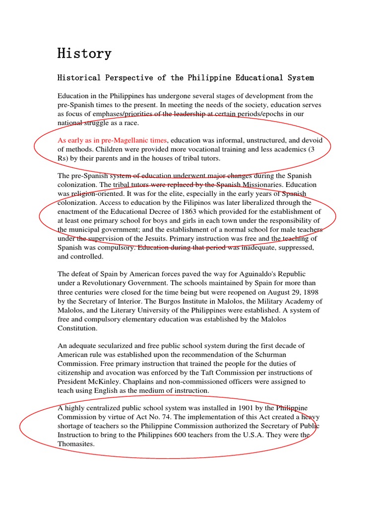 History: Historical Perspective of The Philippine Educational System ...