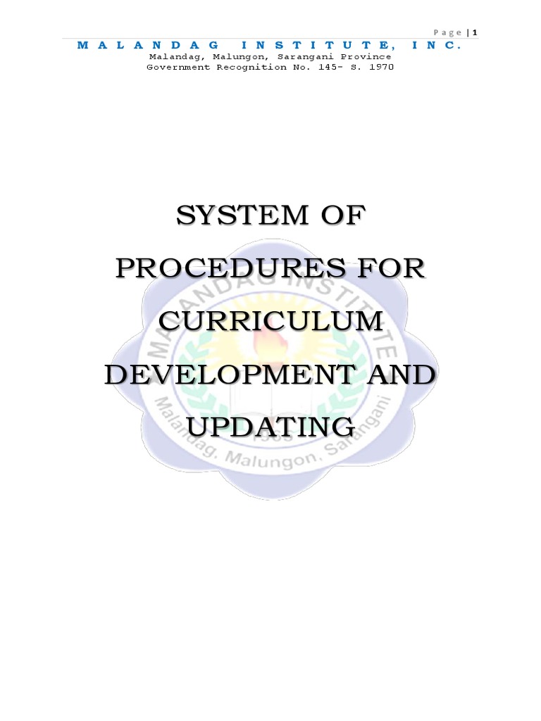System of Procedures For Curriculum Development and Upgrading | PDF ...