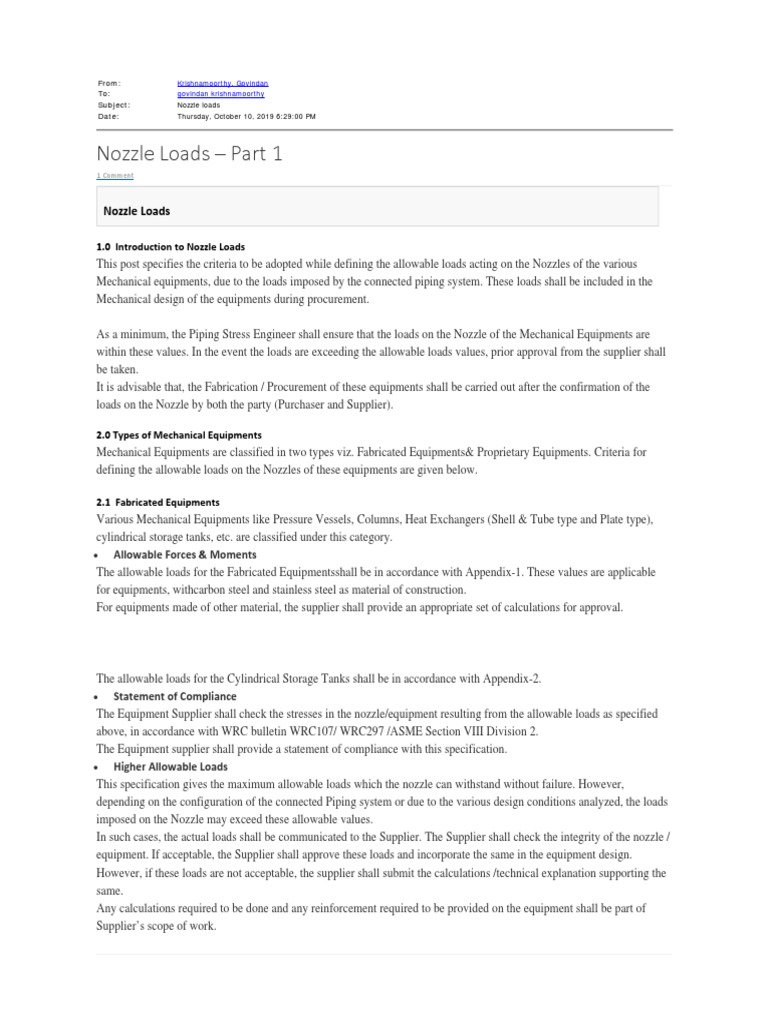 Nozzle Loads | PDF | Bending | Curve