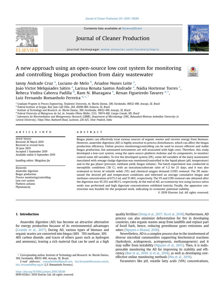 A New Approach Using An Open Source Low Cost System For Monitoring Pdf Pdf Anaerobic