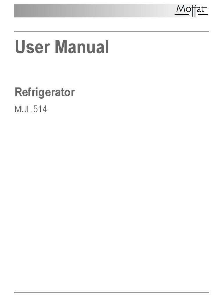 User Manual: Refrigerator | PDF | Refrigerator | Ac Power Plugs And Sockets