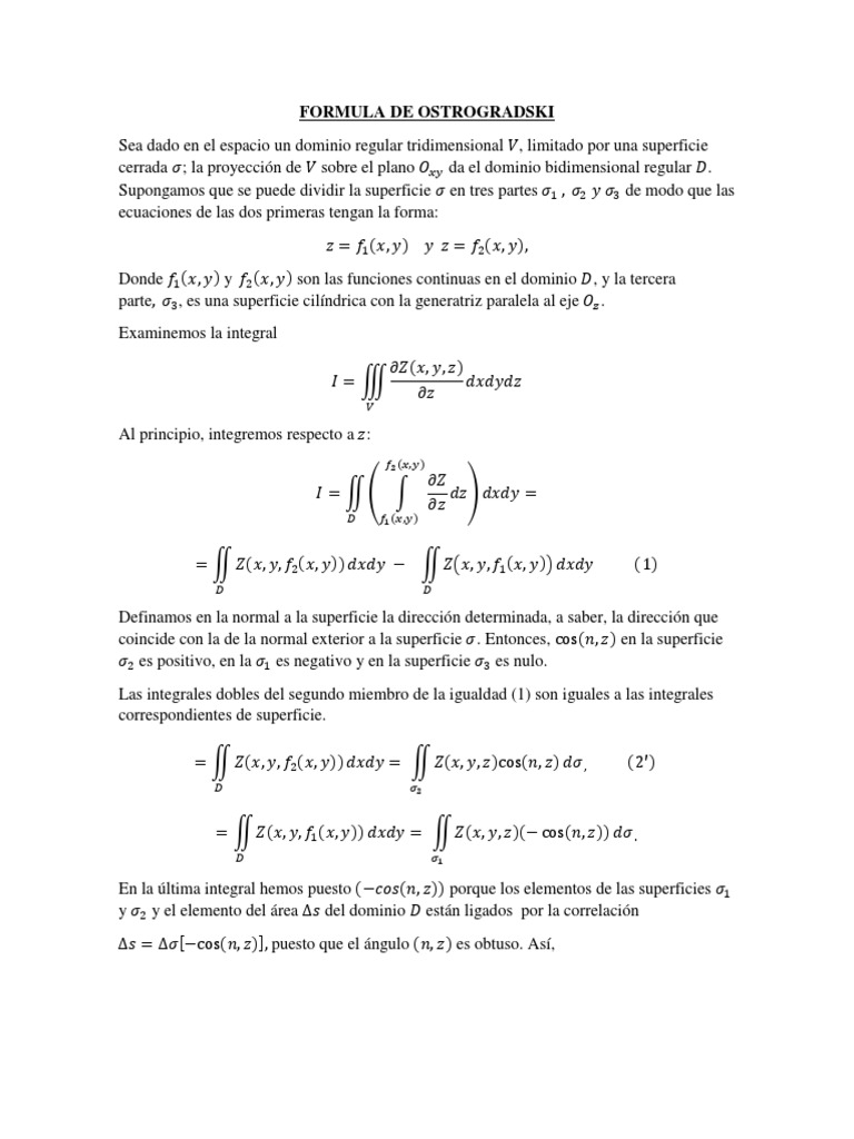 Fórmula de Ostrogradski en 3D | PDF | Divergencia | Integral