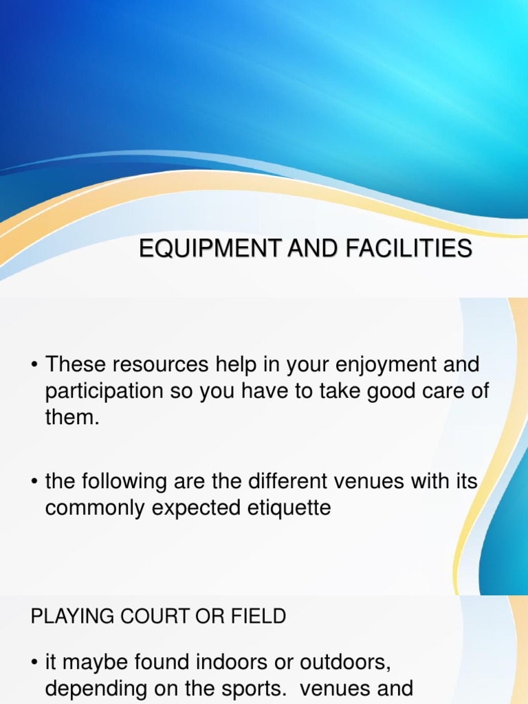 Equipment and Facilities | PDF